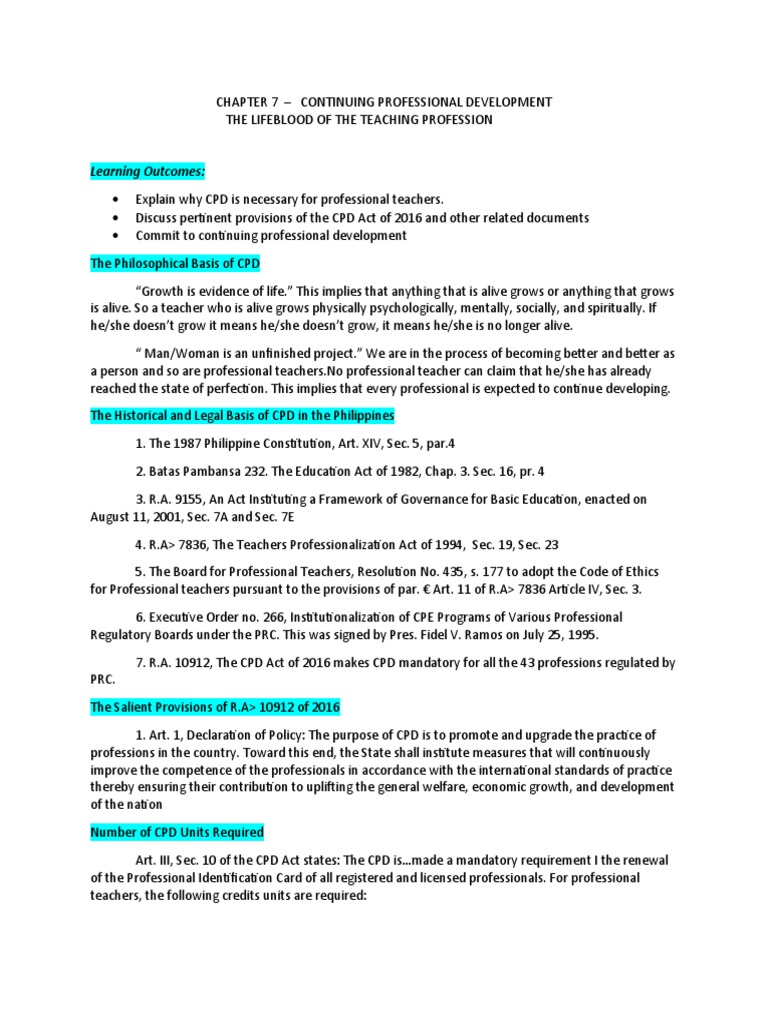 Chapter 7 Continuing Professional Development... | PDF | Teachers | Professional Development