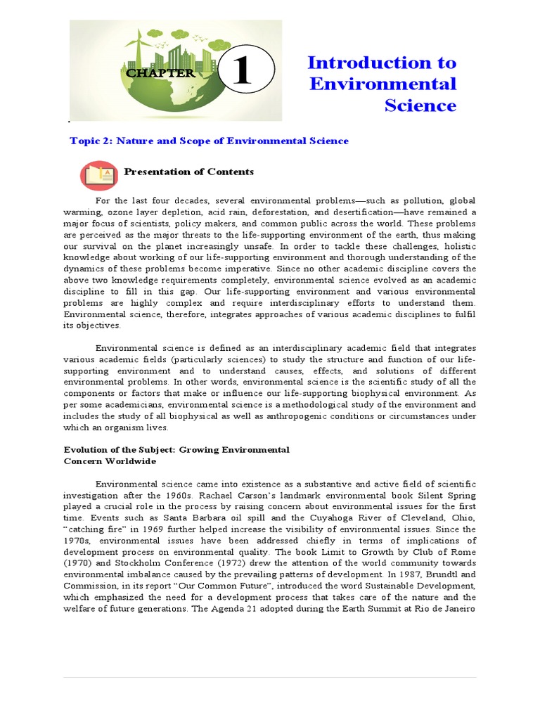 Topic 2 - Nature & Scope of Environmental Science | PDF