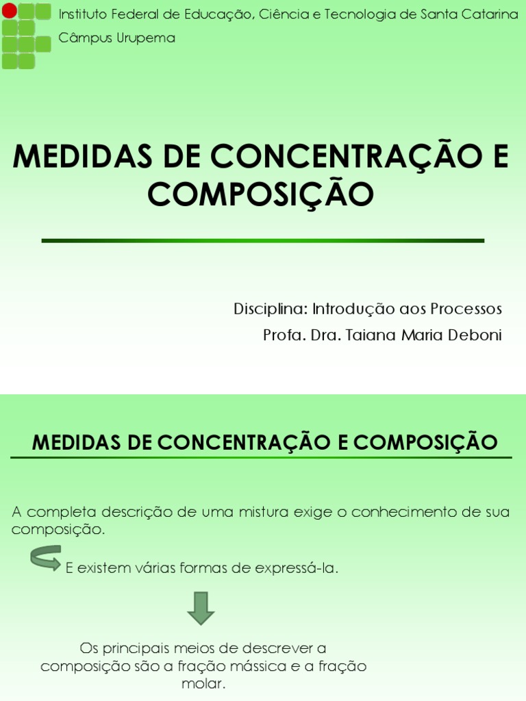 Medidas de Concentração e Fração Mássica | PDF
