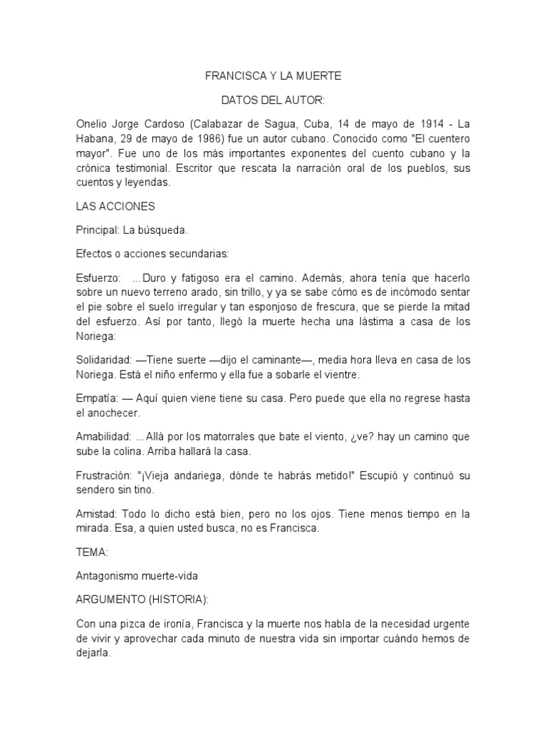 Análisis de Francisca y La Muerte | PDF