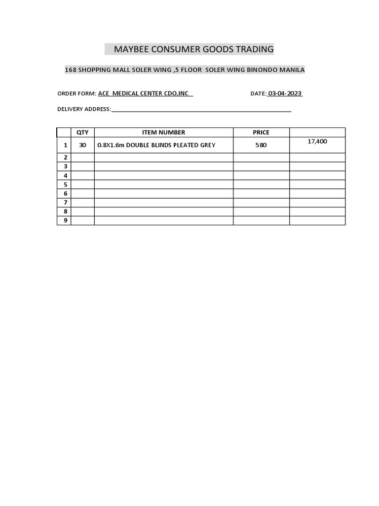 Print Service Order Form | PDF