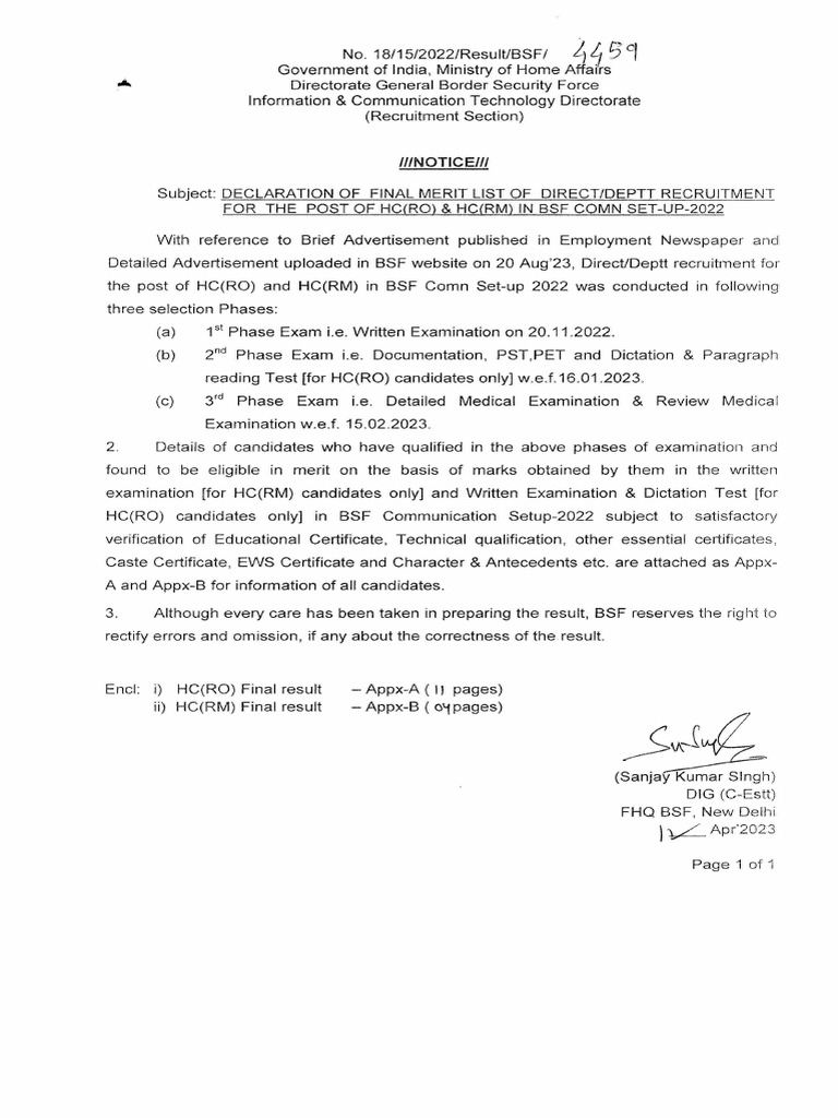 BSF HC RO RM Final Result | PDF | Tests | Vocational Education BSF HC RO RM Final Result | PDF | Tests | Vocational Education