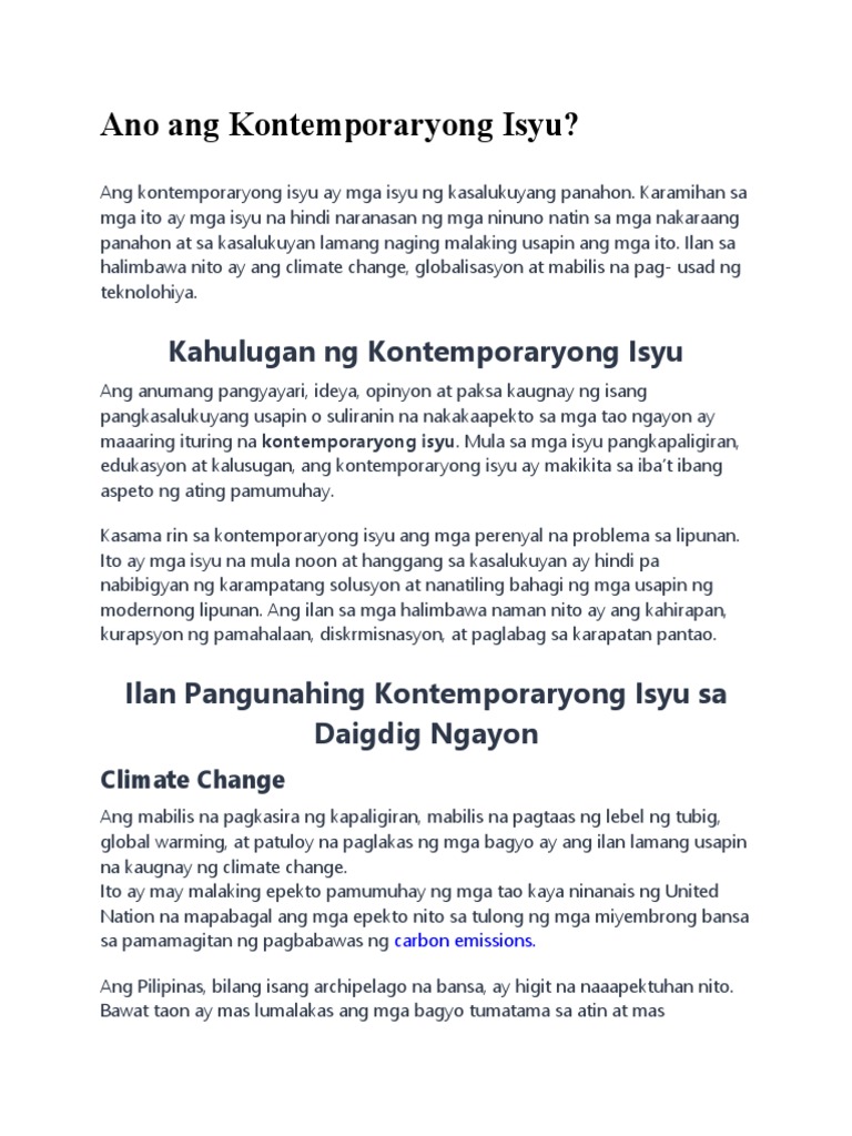 Ano Ang Kontemporaryong Isyu | PDF