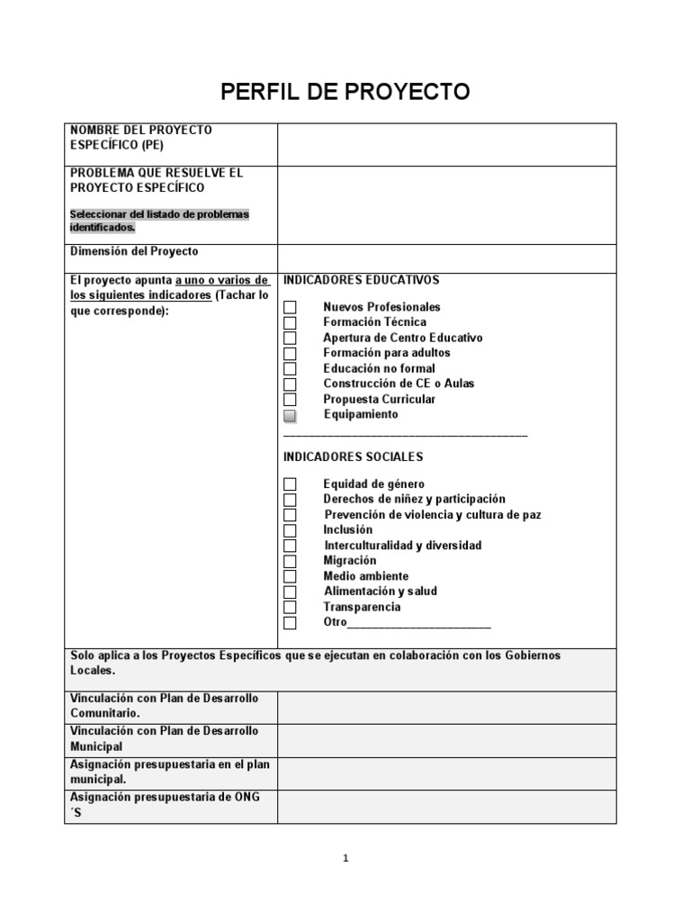 Perfil de Proyecto | PDF