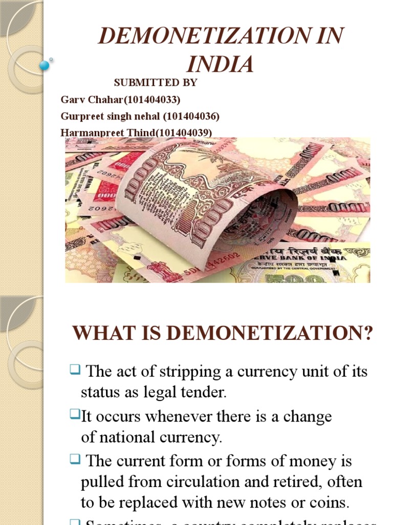 Demonetisation in India | PDF | Legal Tender | Indian Black Money