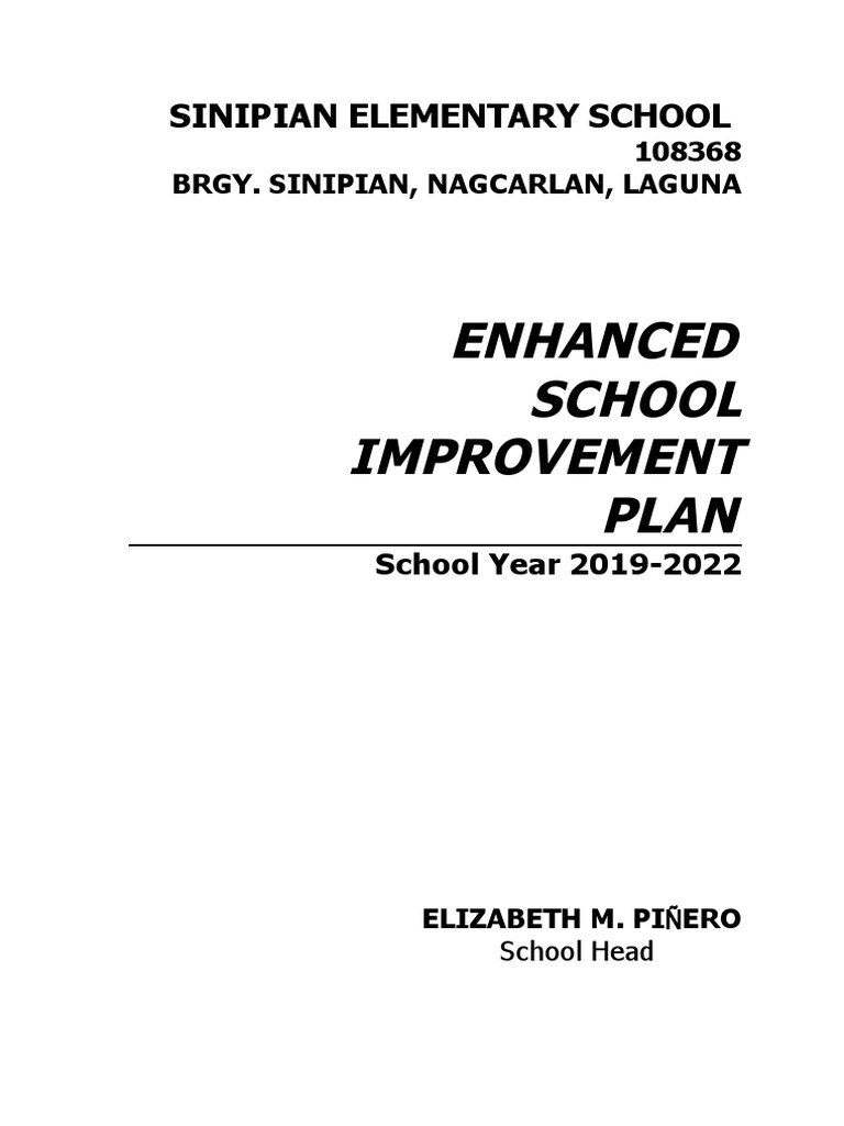Enhanced School Improvement Plan | PDF | Teachers | Learning