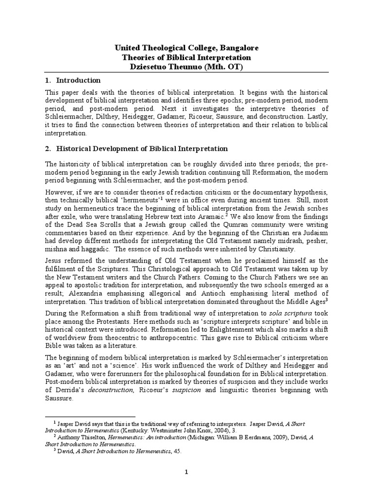 Theories of Biblical Interpretation | PDF | Hermeneutics | Deconstruction