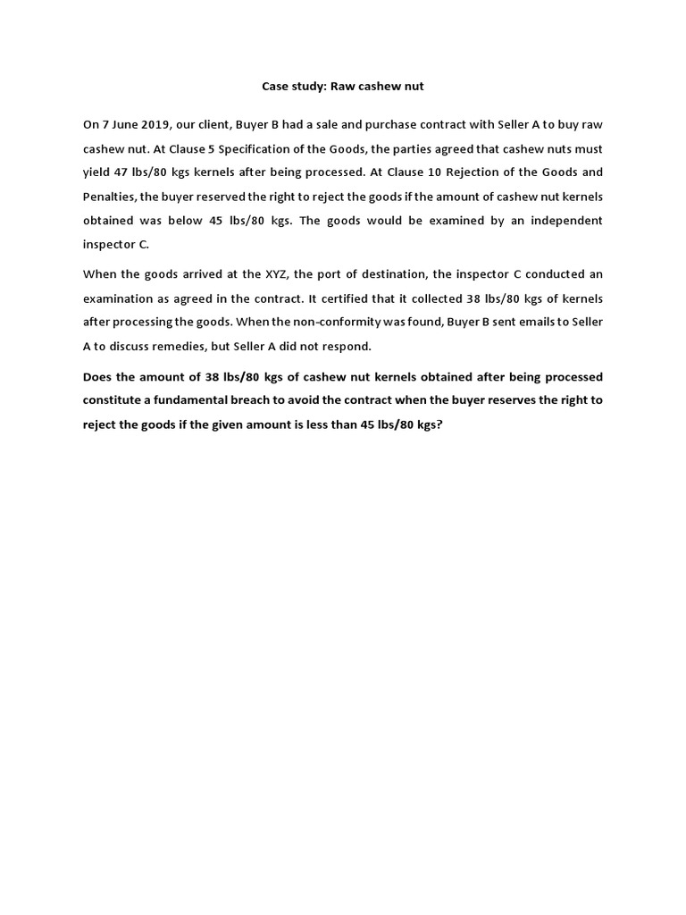 Case Study - Raw Cashew Nut | PDF