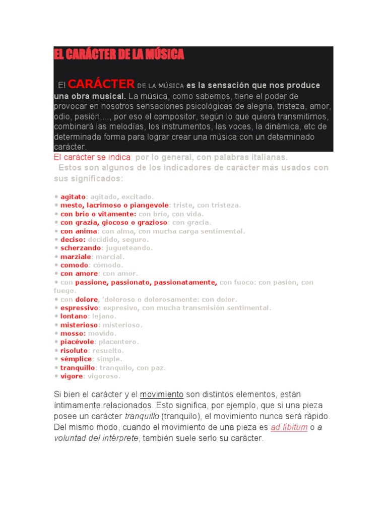 El Carácter de La Música | PDF