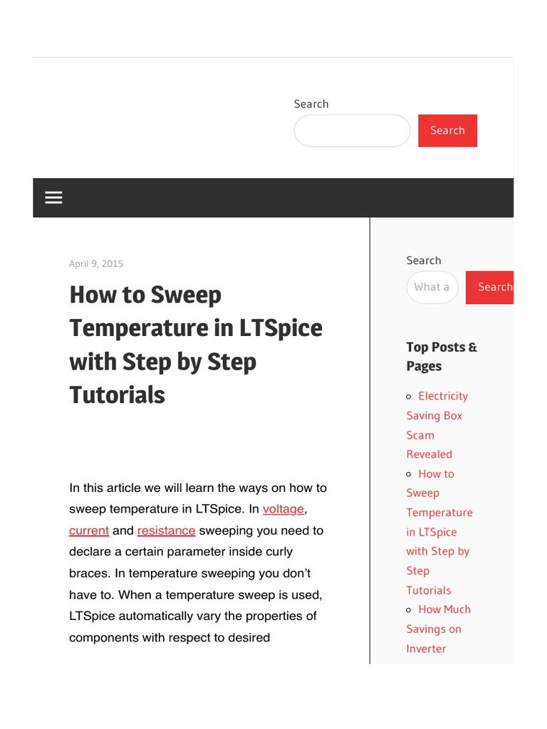 How To Sweep Temperature in LTSpice With Step by Step Tutorials | PDF | Electrical Network ...