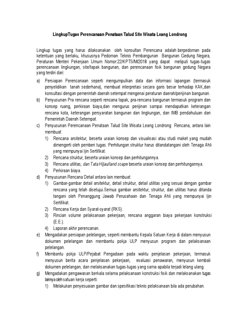 Uraian Tugas Perencanaan Penataan Talud | PDF