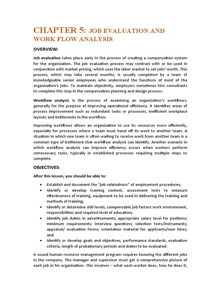Chapter 5 Job Evaluaton and Work Flow Analysis | PDF