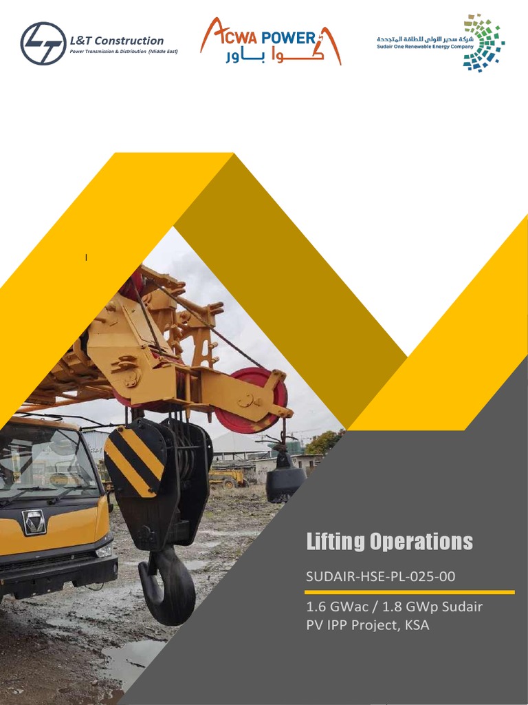Lifting Operations Procedure for the 1.6 GWac / 1.8 GWp Sudair PV IPP Project in KSA | PDF ...