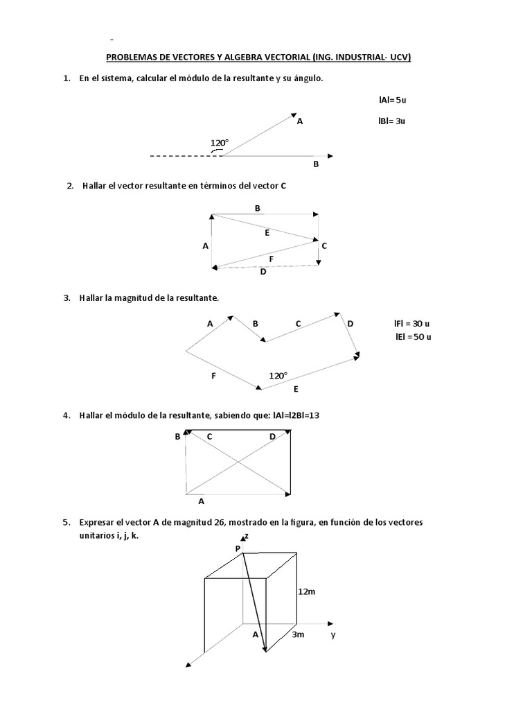 1 VECTORES - Problemas | Descargar gratis PDF | Vector Euclidiano | Álgebra lineal