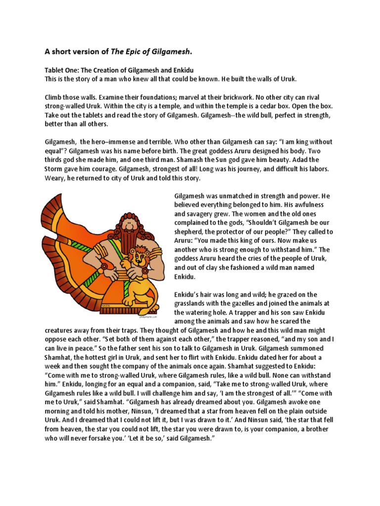 Epic of Gilgamesh Short Version | PDF | Epic Of Gilgamesh | Mythology