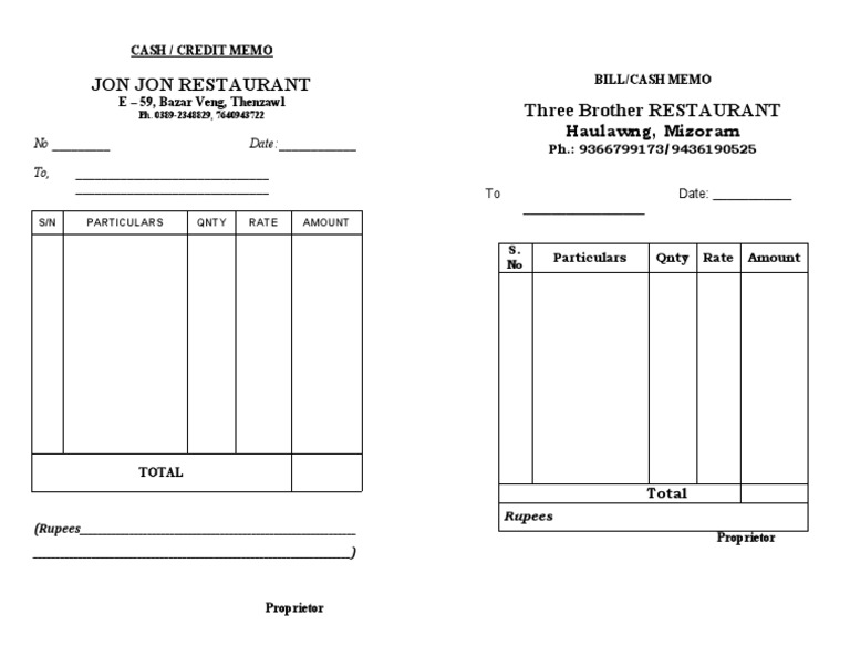 Cash Memo - Haulawng | PDF