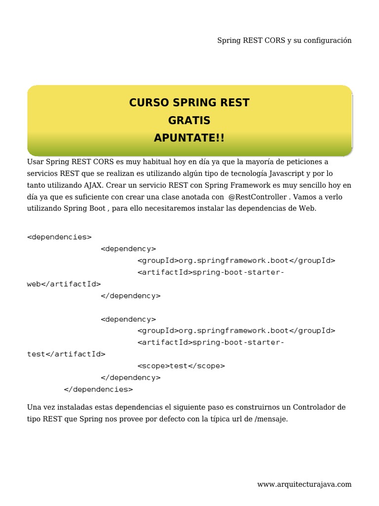 Spring REST CORS y Su Configuración | PDF | Transferencia de estado representacional | Script Java