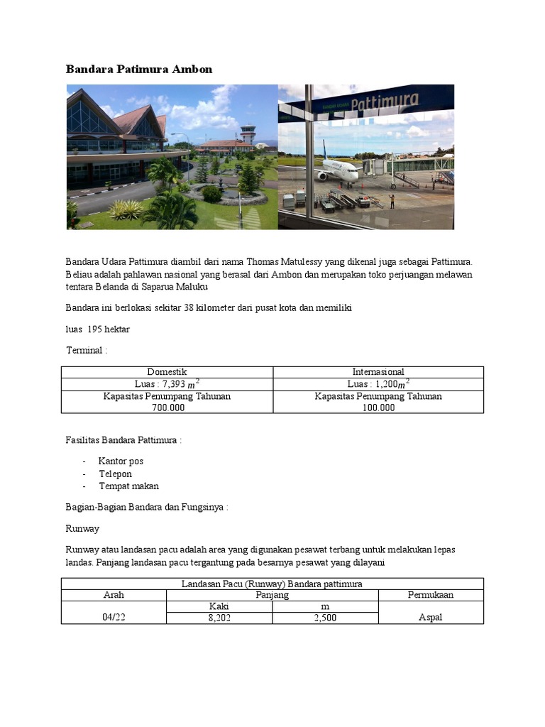 Bandara Pattimura Ambon: Fasilitas & Navigasi | PDF | Bisnis | Komputer