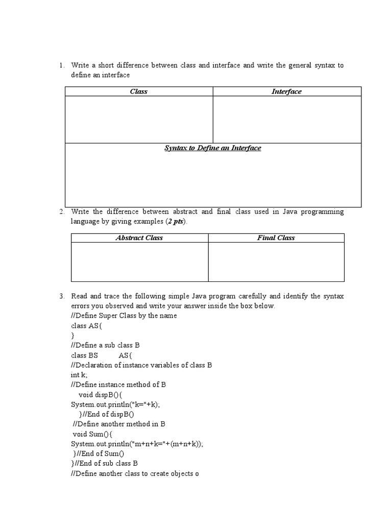 Cosc 3021 Selif Test Exercise Pdf Method Computer Programming Class Computer Programming 0536