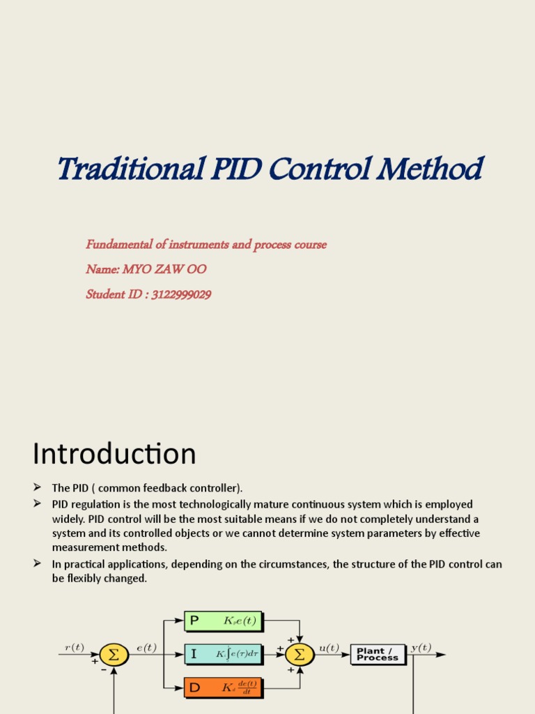 Traditional PID Control Method: Fundamental of Instruments and Process ...