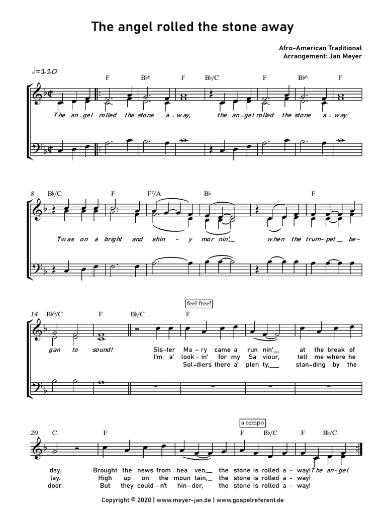 The Angel Rolled The Stown Away - 1 Jahr, 12 Song - Chor | PDF