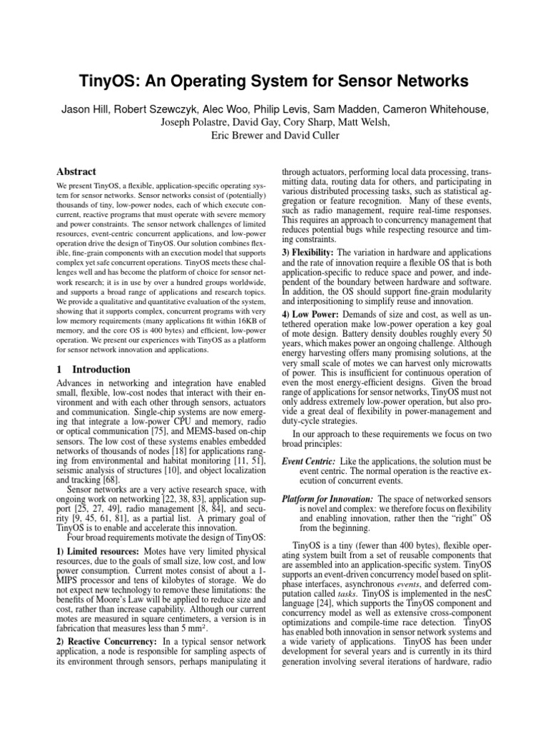 Tinyos | PDF | Wireless Sensor Network | Program Optimization