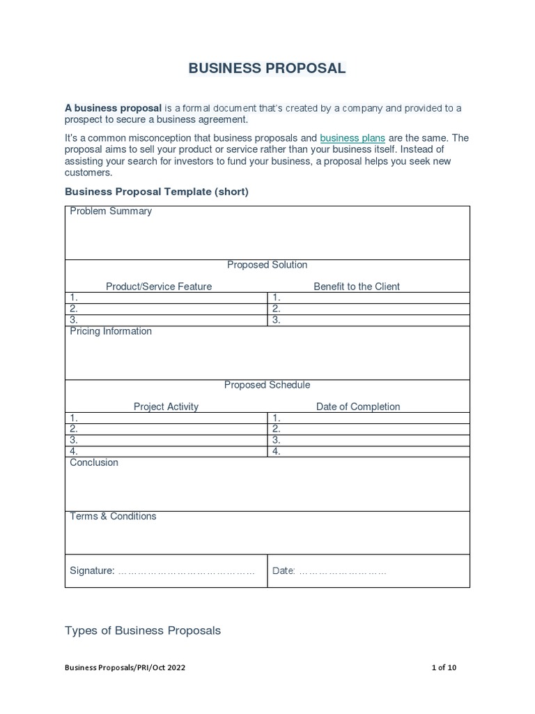 Business Proposal Template (Short) | PDF | Request For Proposal | Communication