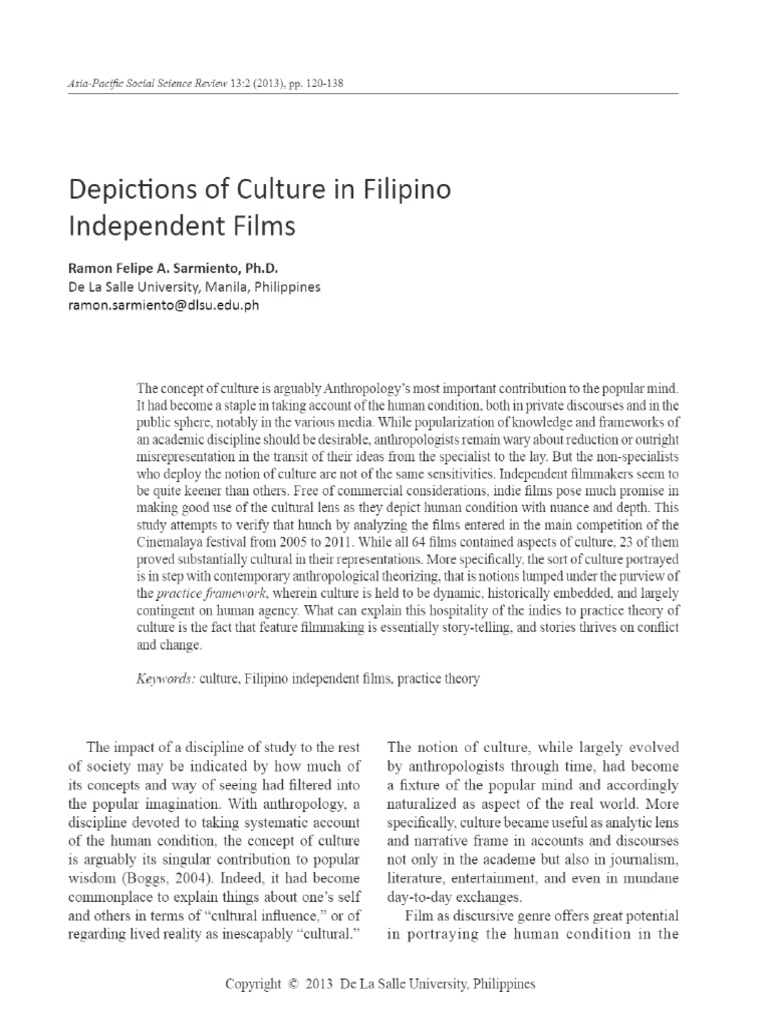 Philippinedepictions of Culture in Filipino Independent Films | PDF