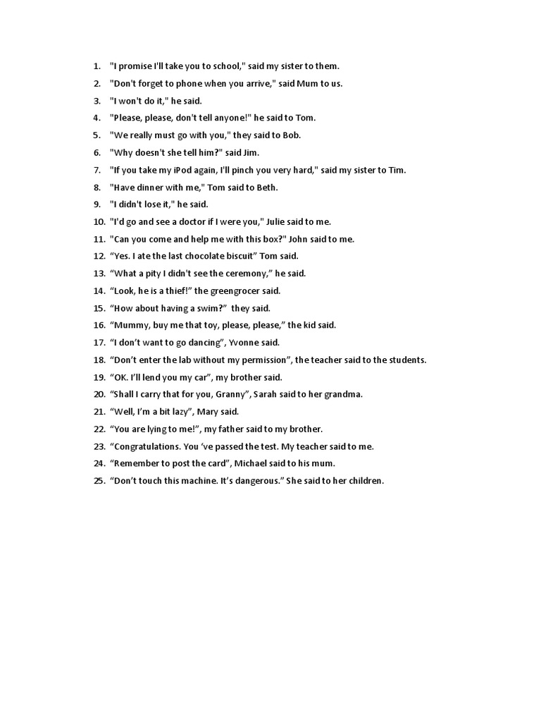 Specific Reporting Verbs. Exercises | PDF