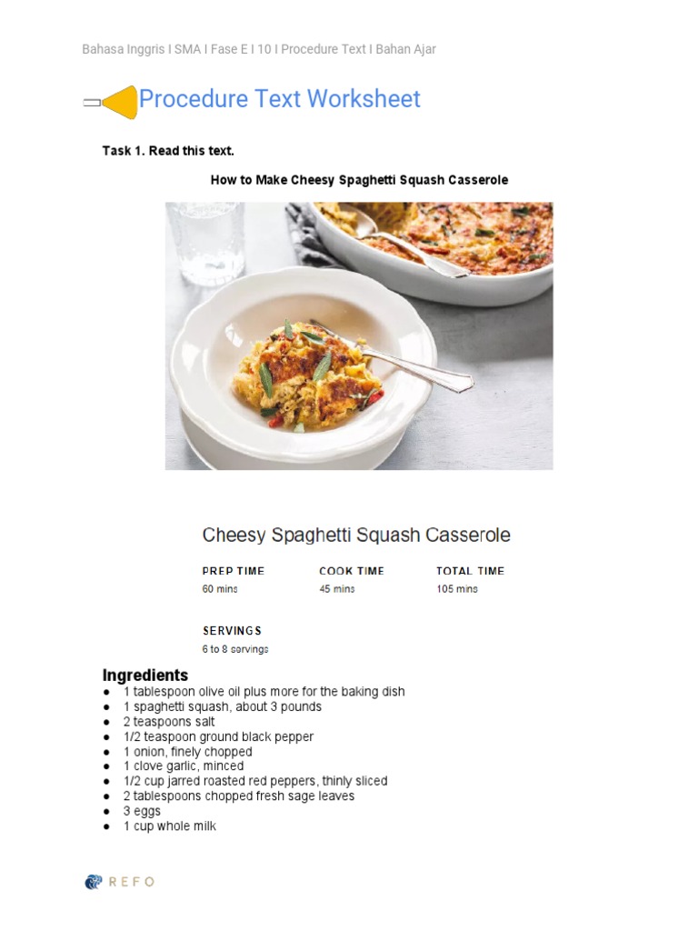 Worksheet 1 - Procedure Text | PDF