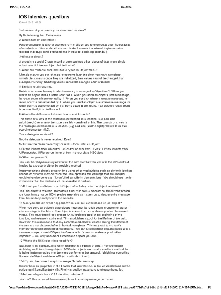 Ios Interview Questions Pdf Class Computer Programming Method Computer Programming