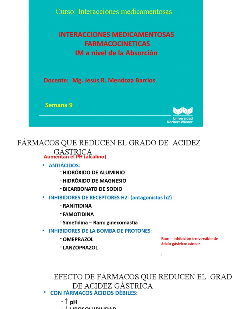 Clases Interacciones Medicamentosas Semana 9 | PDF | Medicamentos con receta | Citocromo P450