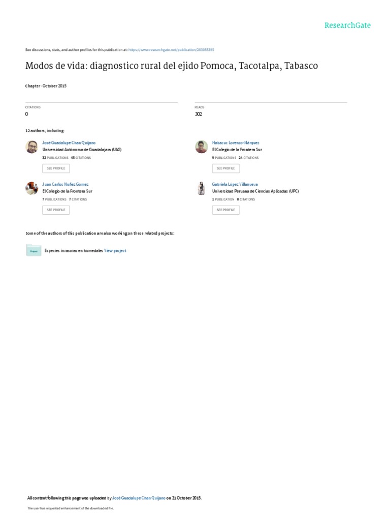 Modos de Vida: Diagnostico Rural Del Ejido Pomoca, Tacotalpa, Tabasco ...