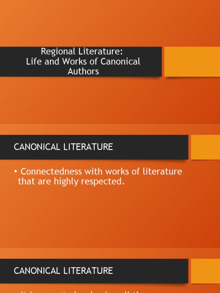 Regional Literature: Life and Works of Canonical Authors | PDF ...