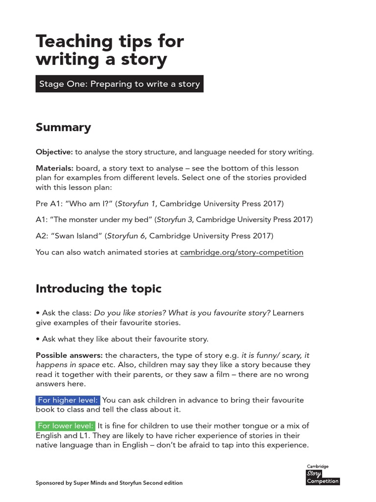 Cambridge Story Competition Lesson Plan333444 | PDF | Learning | Creativity