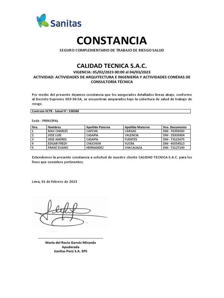 Constancia Salud | PDF