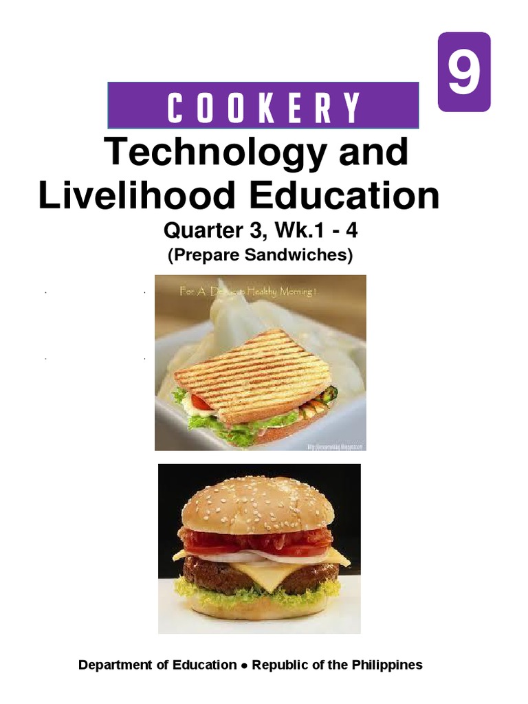 G9 Cookery Quarter 3 Week 1 To 4 | PDF | Sandwich | Knife