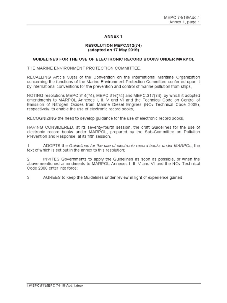 CIRCULAR 20-024 - Attachment 1 - MEPC.312 | PDF | Authentication | Cryptography