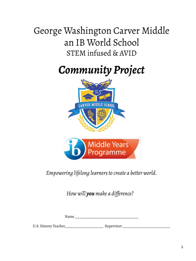 Community Project: George Washington Carver Middle An IB World School | PDF