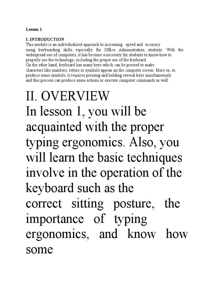 Bsoa 2 Keyboarding Module | PDF | Human Factors And Ergonomics | Anatomical Terms Of Motion