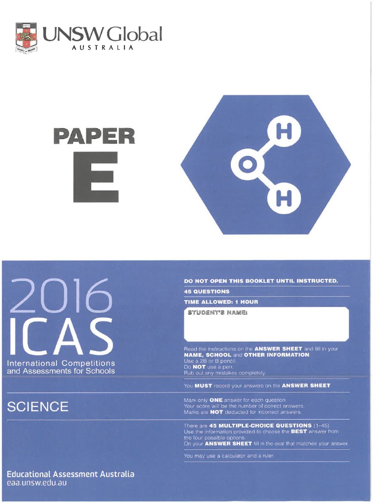 ICAS Science E 2016 | PDF