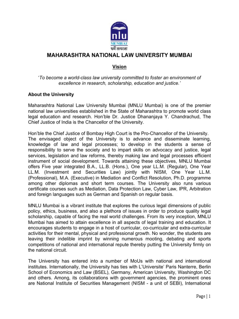 MNLU Mumbai AB 2023 | PDF | Postgraduate Education | University And College Admission