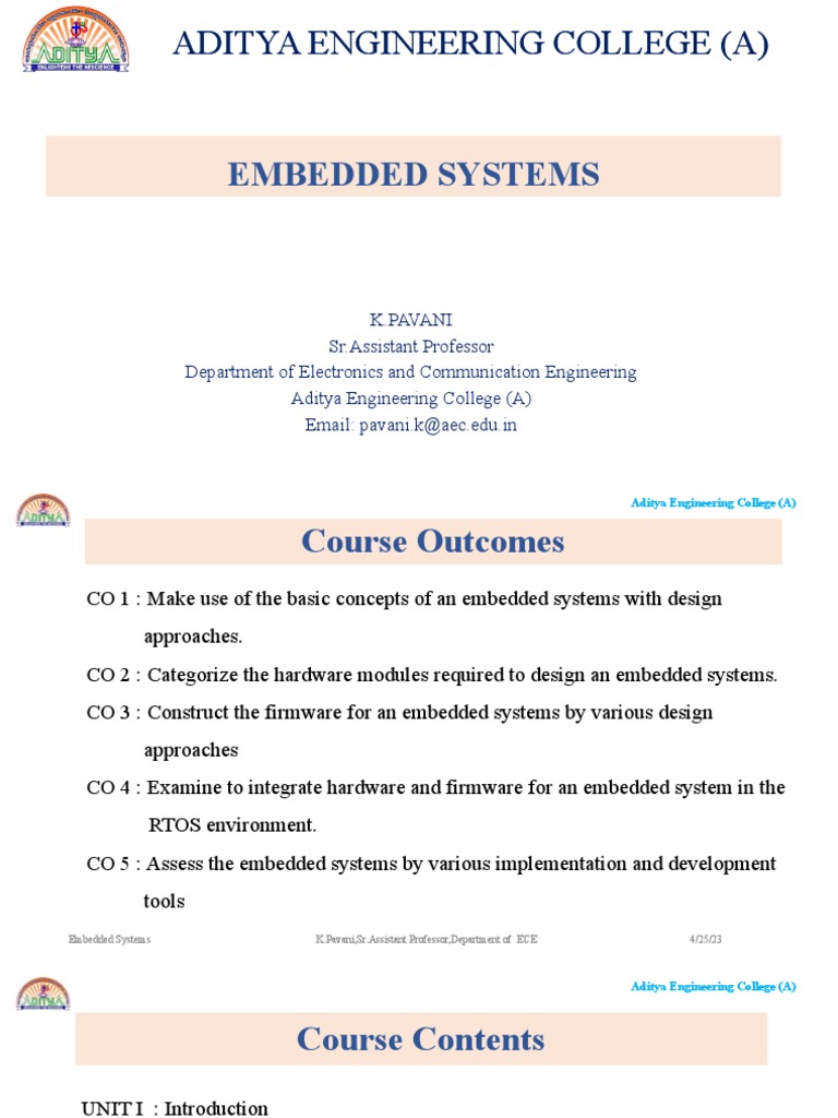 Aditya Engineering College (A) Aditya Engineering College (A) | PDF | Microcontroller | Embedded ...