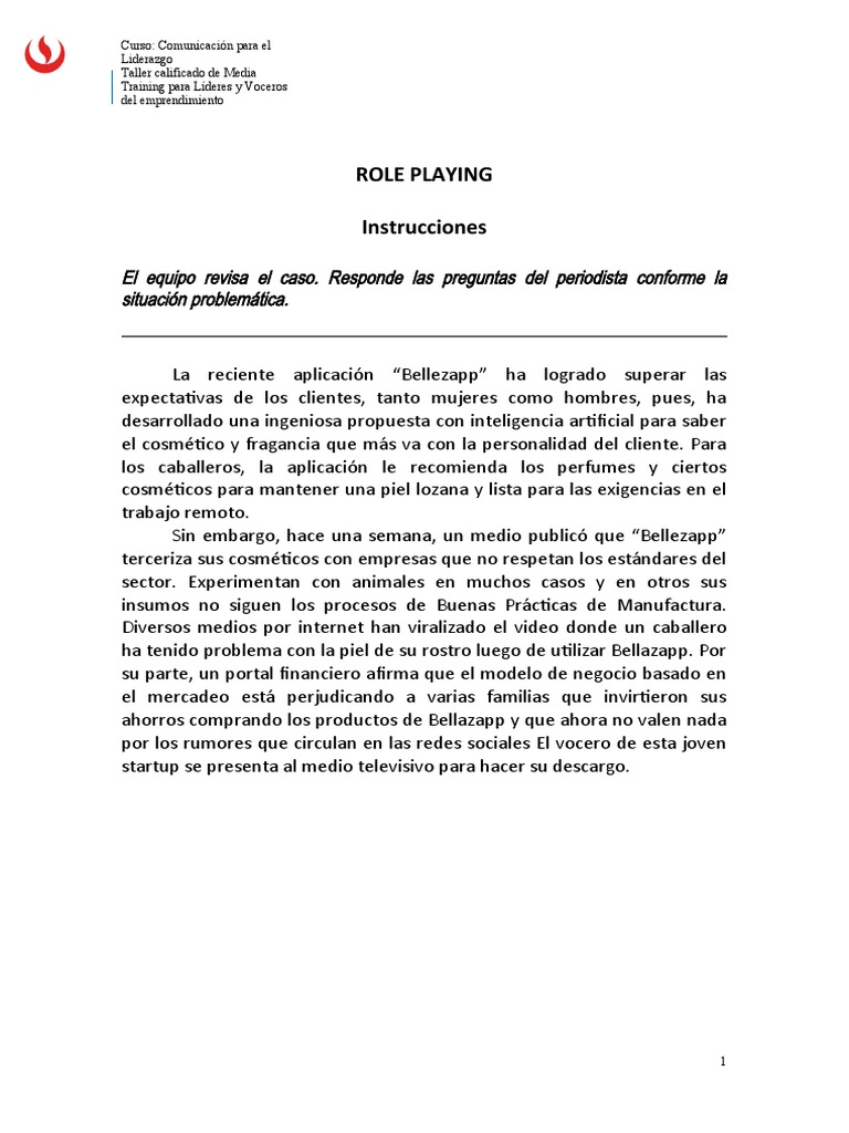 Media Training - Caso para Equipo 7y8 | PDF | Crecimiento personal y ...