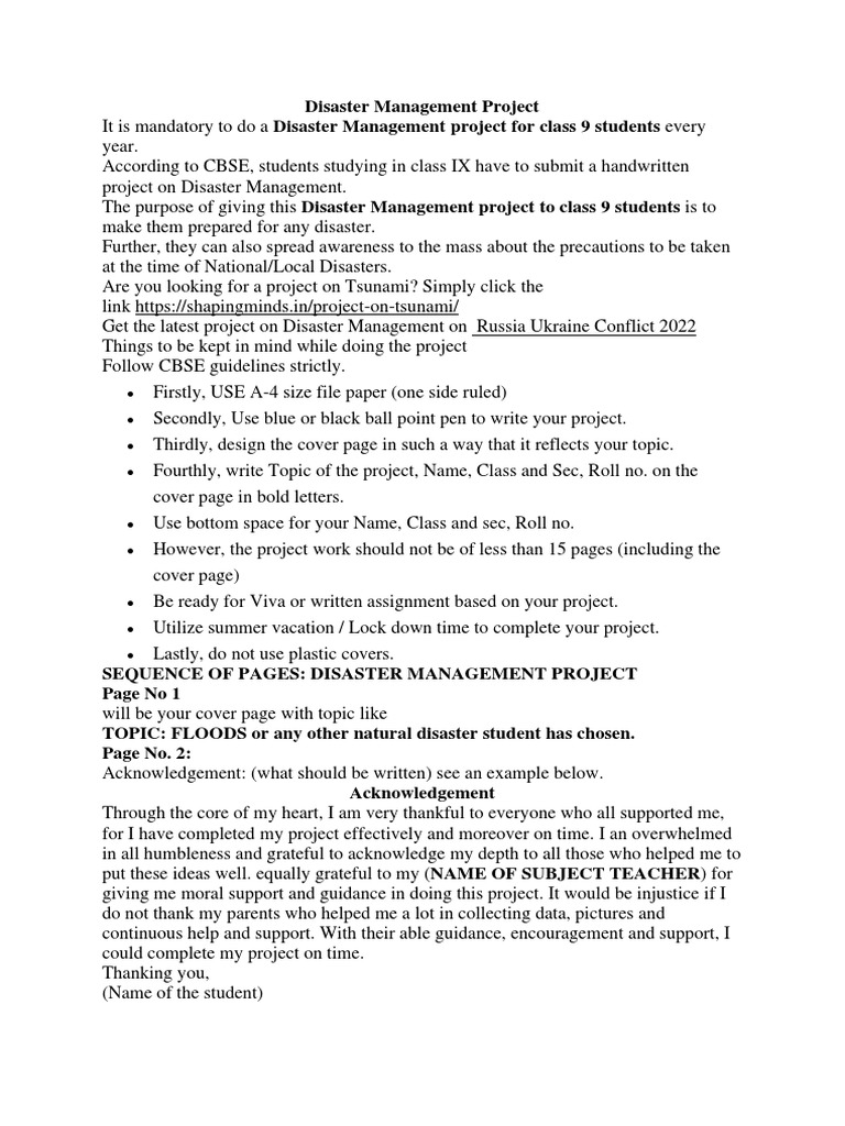 Disaster Management Project | PDF