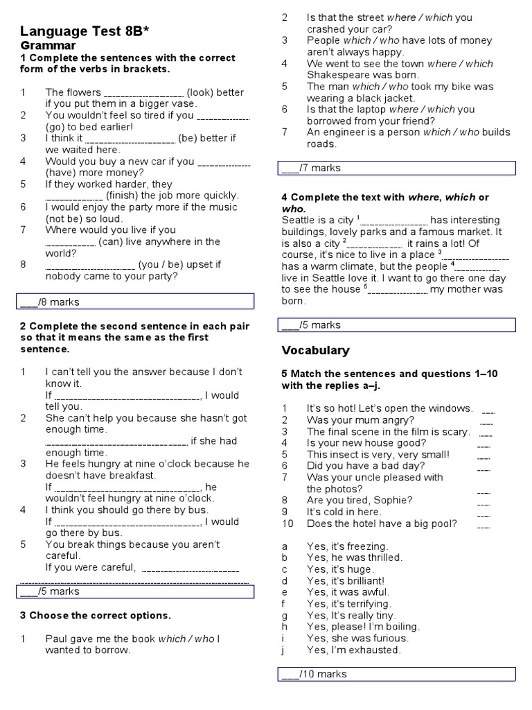 Test Unit 8 B | PDF | Language Arts & Discipline