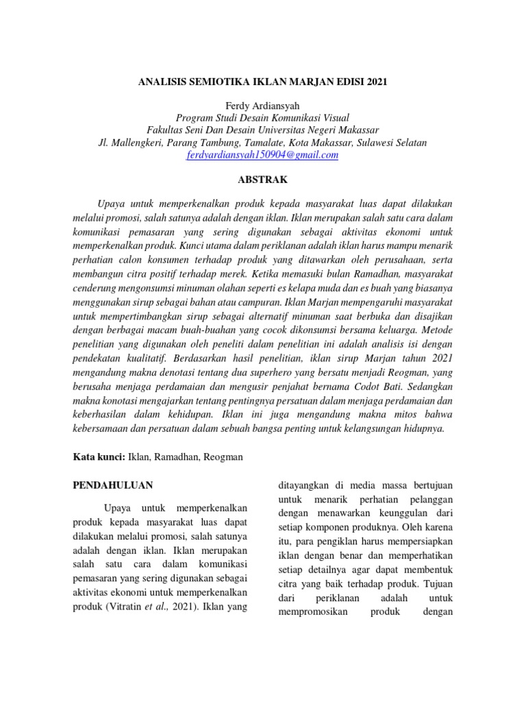 Analisis Semiotika Iklan | PDF