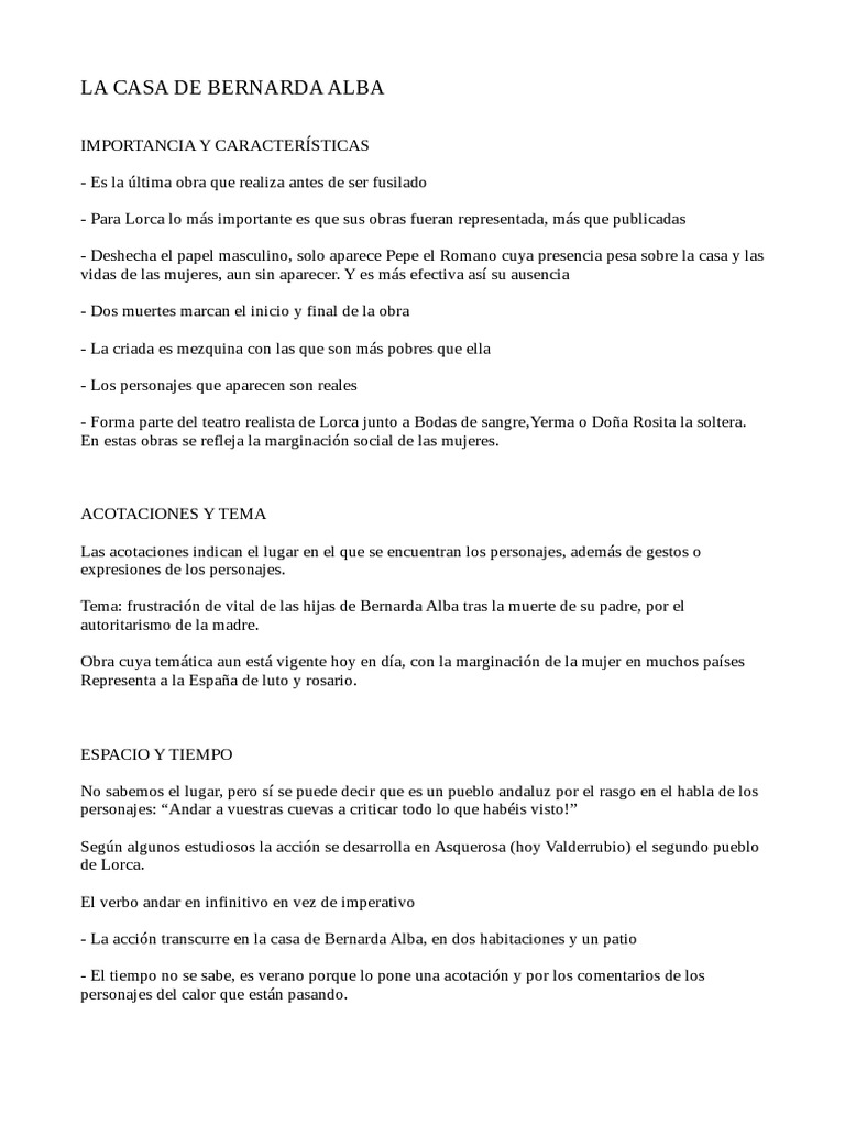 La Casa de Bernarda Alba | PDF | Federico García Lorca