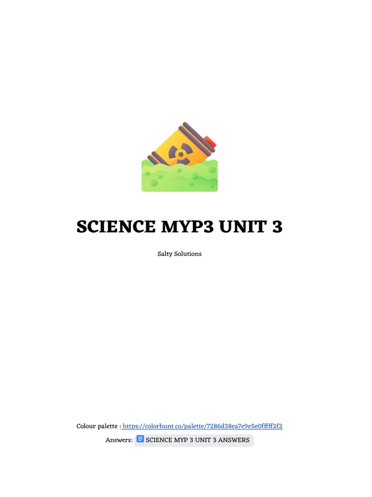 Science Myp3 Unit 3 | PDF | Hydroxide | Acid