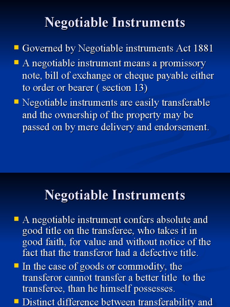 Negotiable Instruments | PDF | Social Science